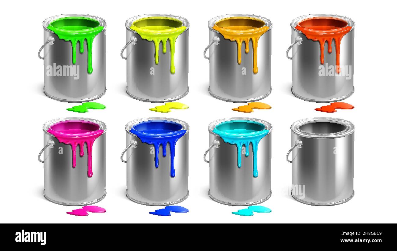Empty paint containers Cut Out Stock Images & Pictures - Alamy