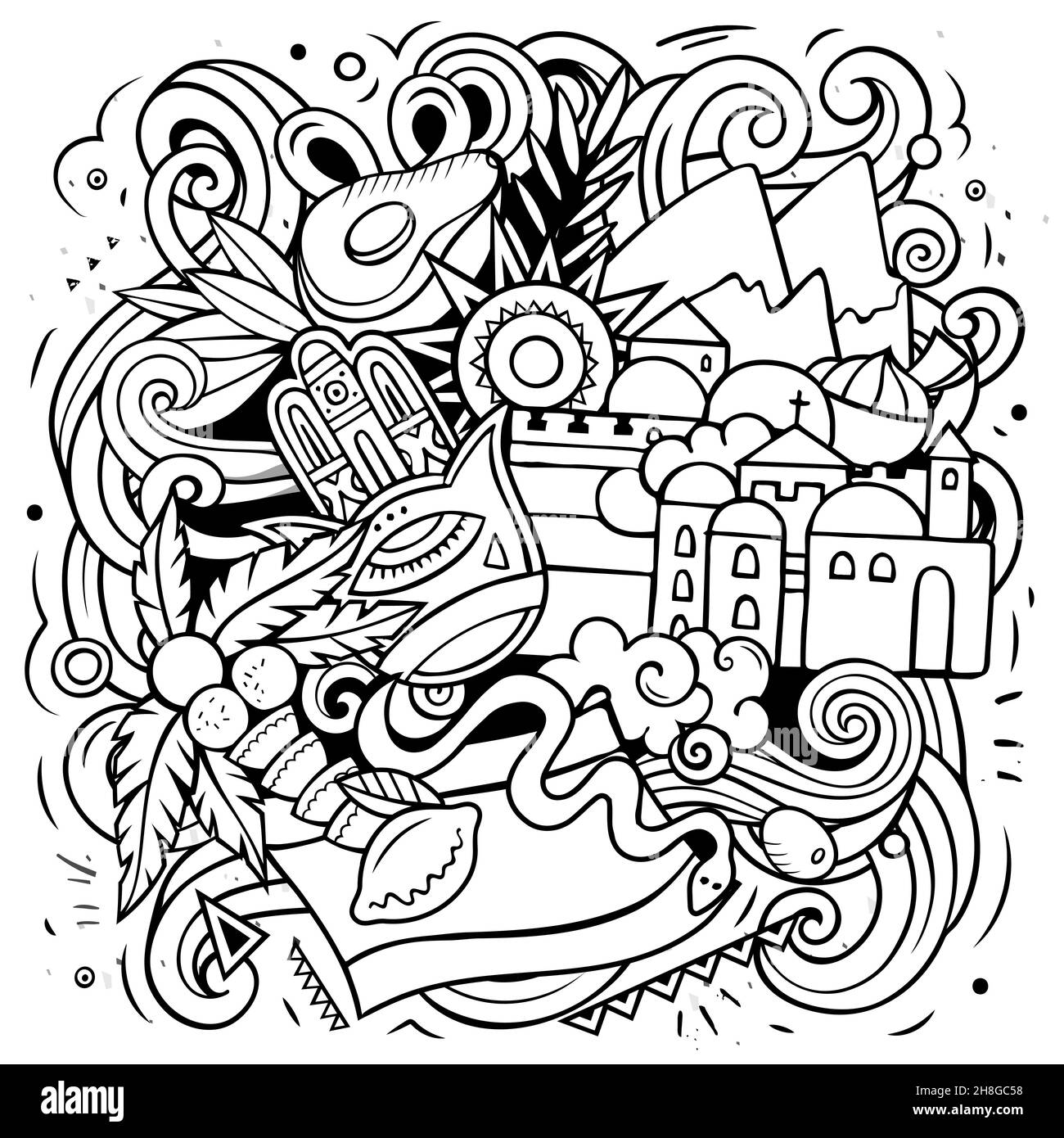 Israel cartoon vector doodle illustration. Line art detailed ...