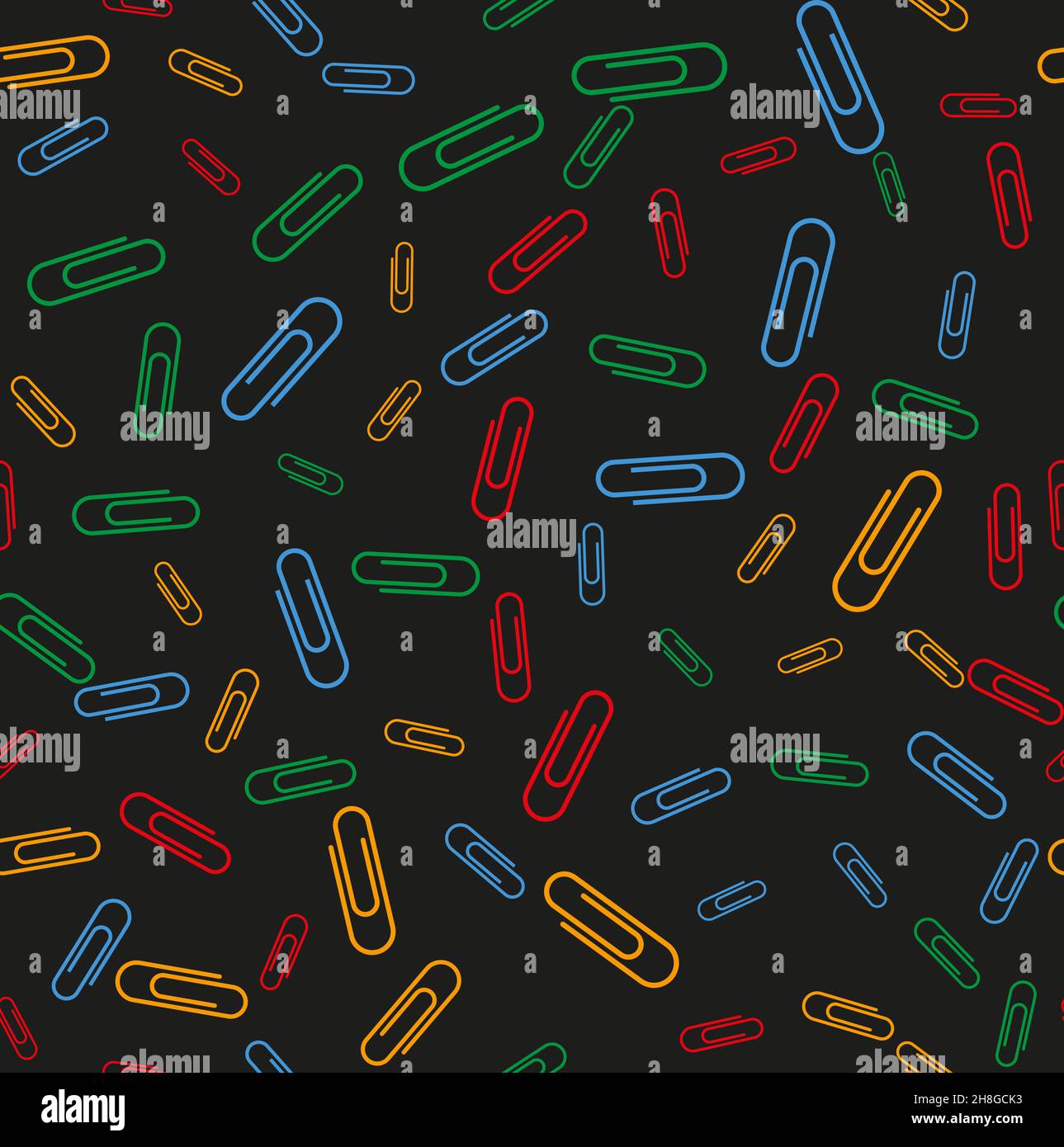 Color Paper clip icon isolated seamless pattern on BLAK background ...
