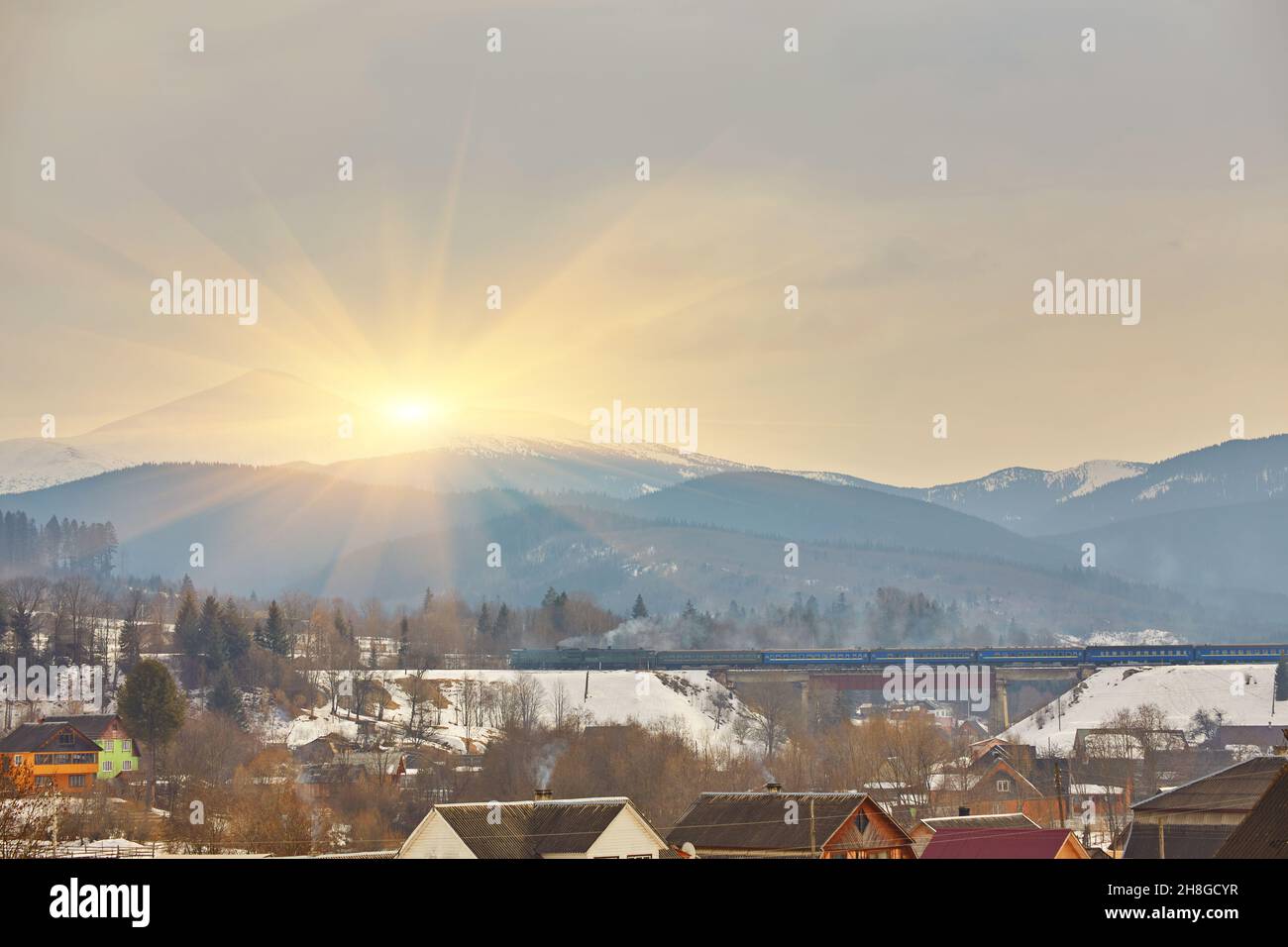 Wonderful Winter Landscape. Awesome Alpine Highlands in Sunny Day ...
