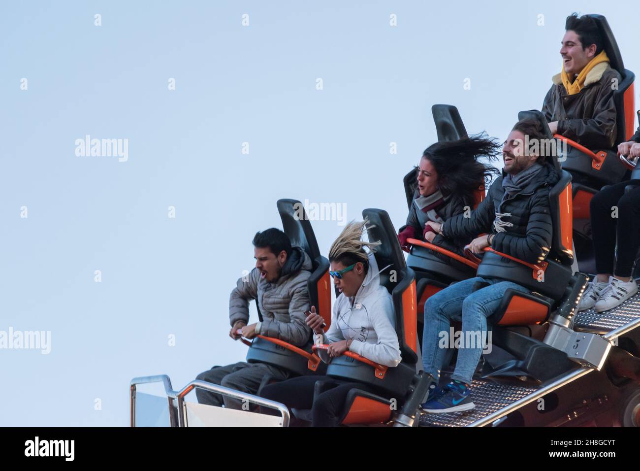 MADRID, SPAIN - Nov 20, 2021: Group of people enjoying the abyss ...