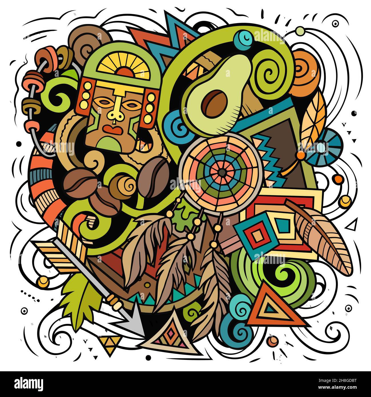 Peru cartoon vector doodle illustration. Colorful detailed composition ...