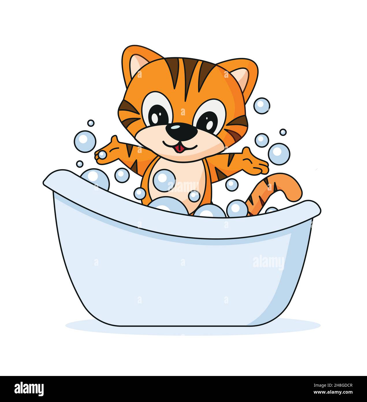 Tiger bathing Stock Vector Images - Alamy