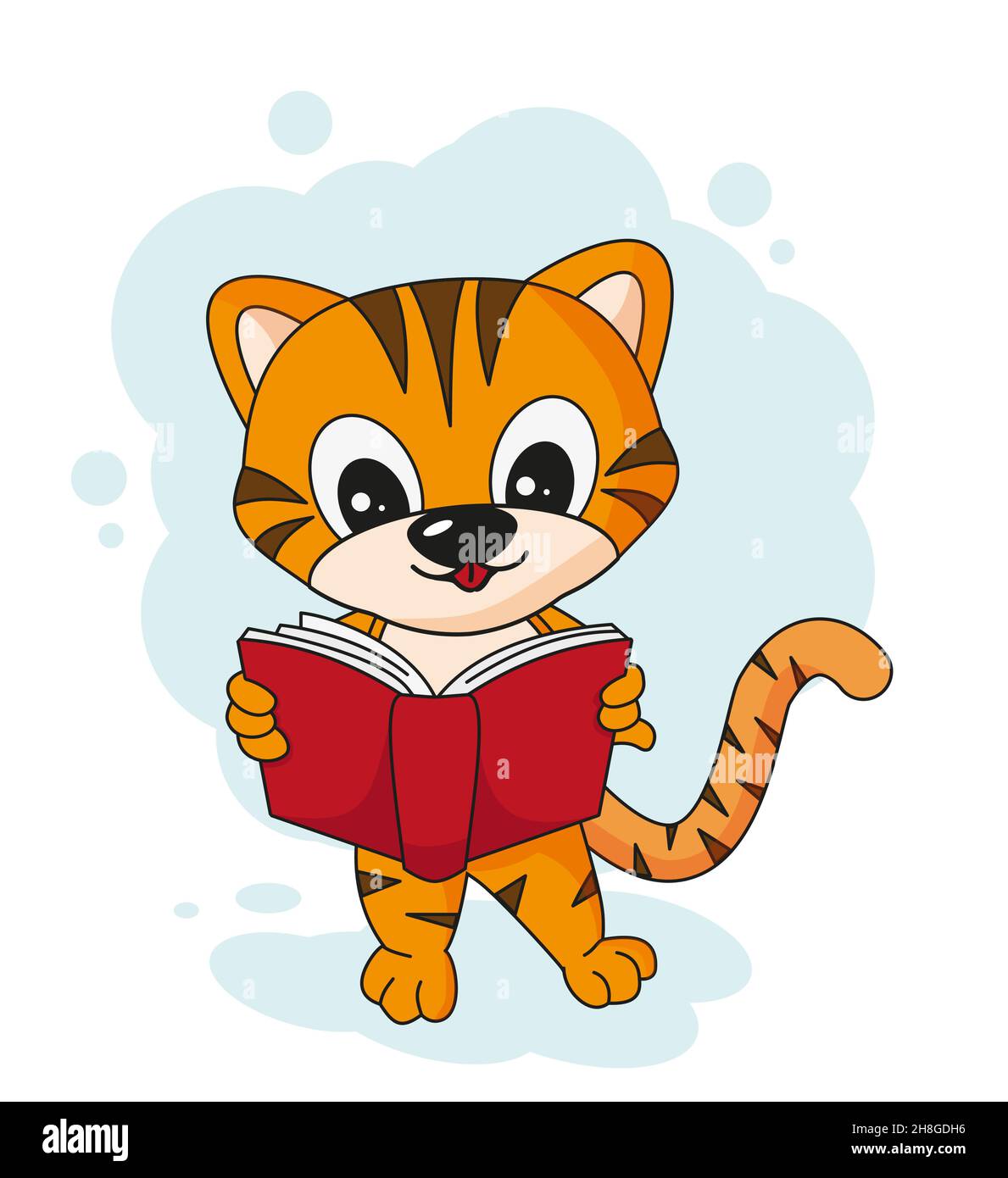 cute tiger reading a book vector illustration Eps 10 Stock Vector Image ...