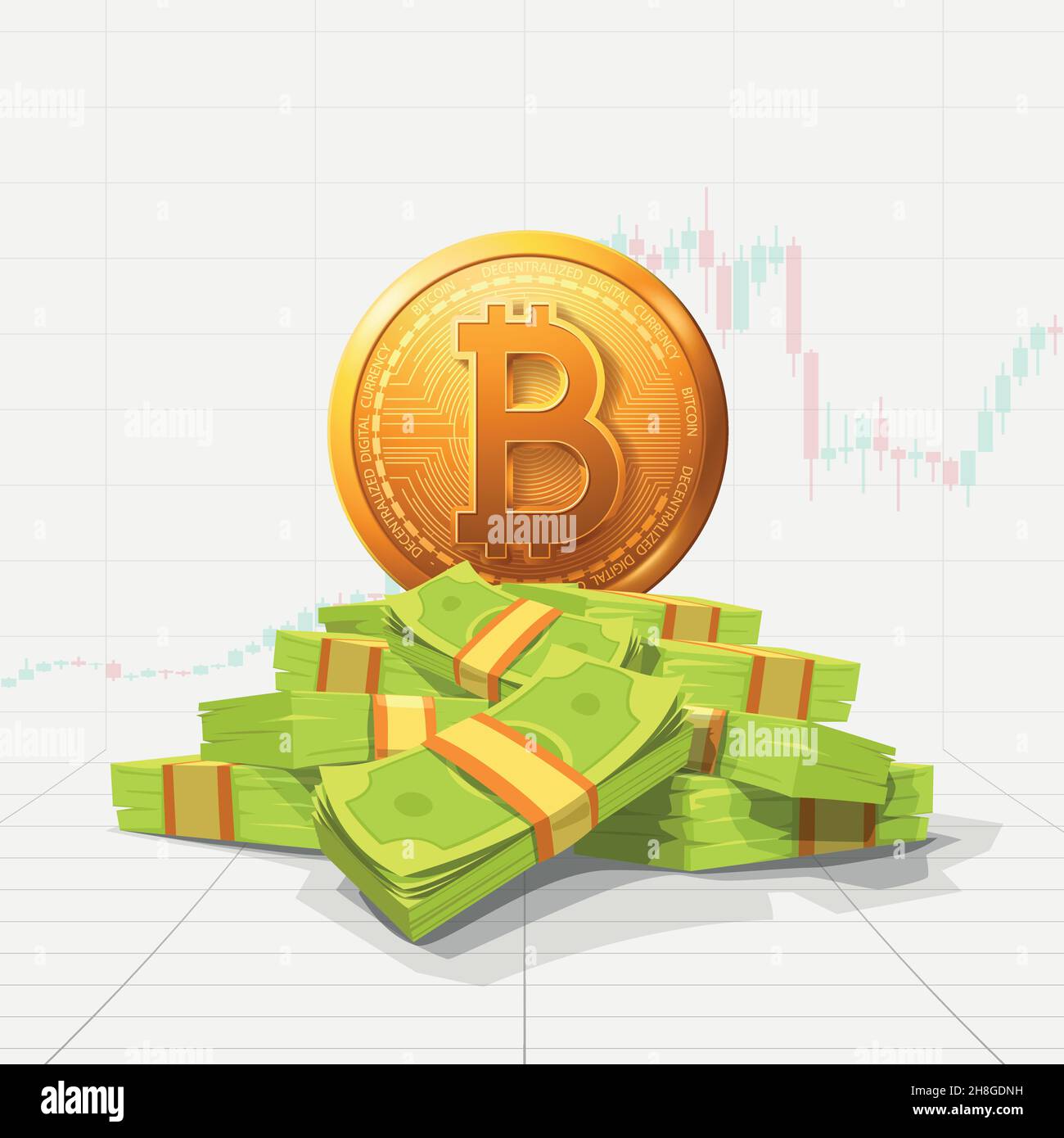 Bitcoin gold on green Cut Out Stock Images & Pictures - Alamy
