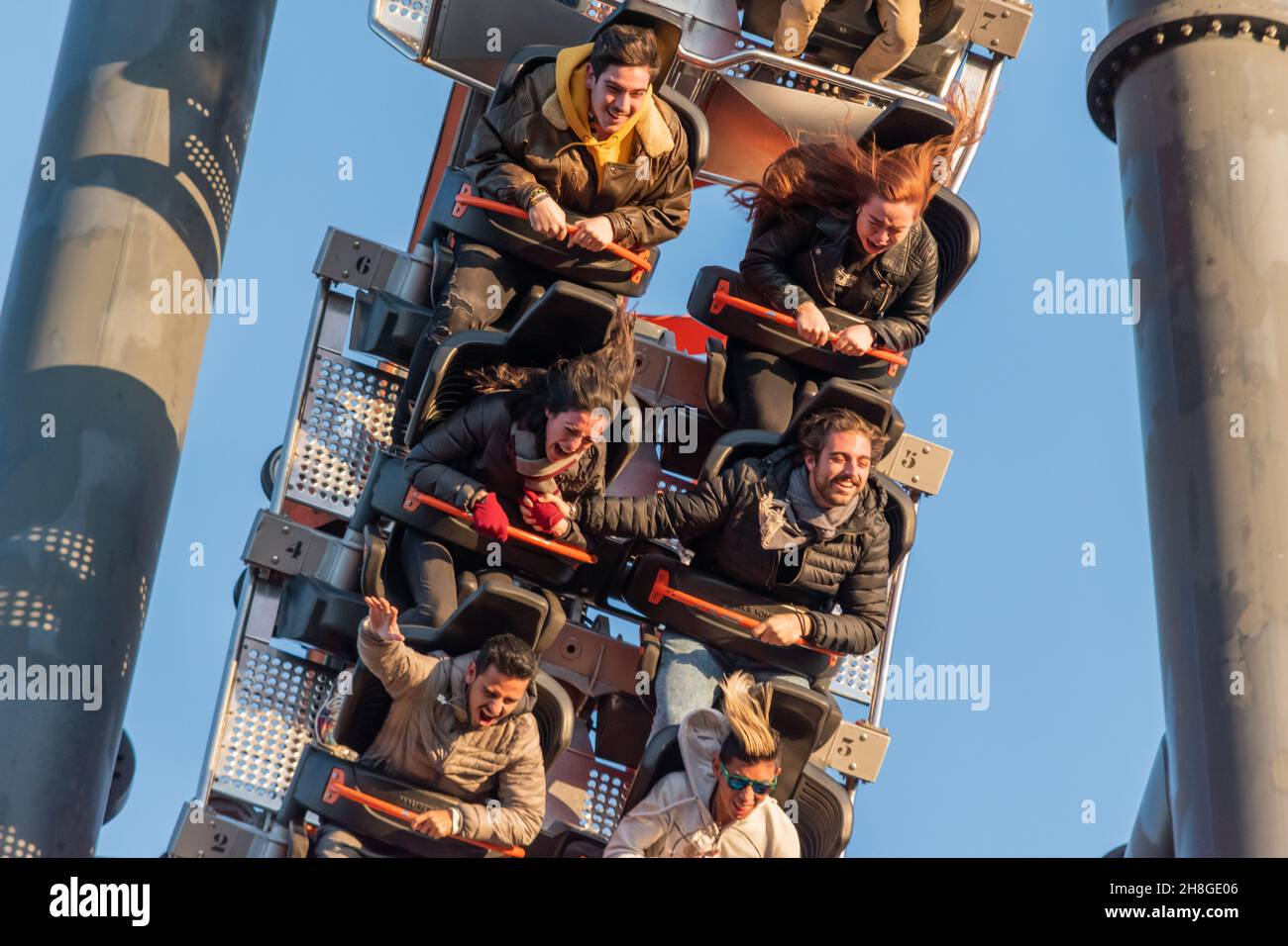 MADRID, SPAIN - Nov 20, 2021: Group of people enjoying the abyss ...