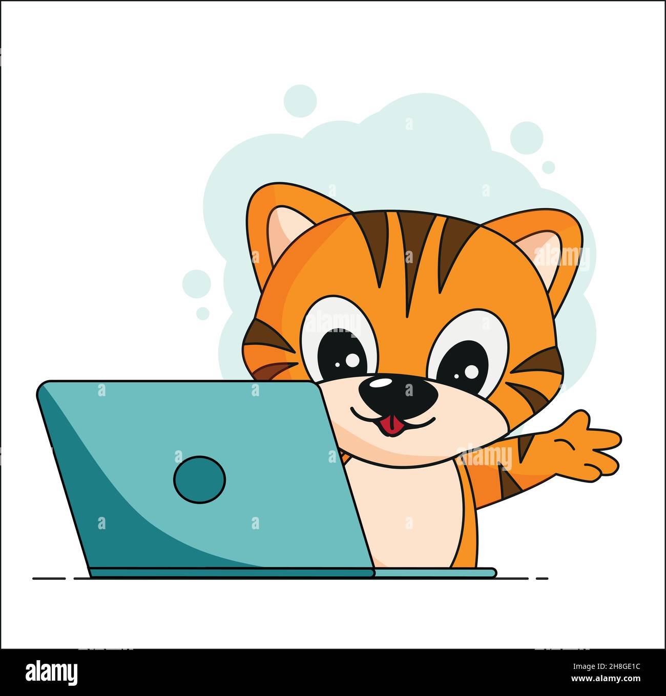 Cartoon Illustration Tiger Cub Sitting High Resolution Stock ...
