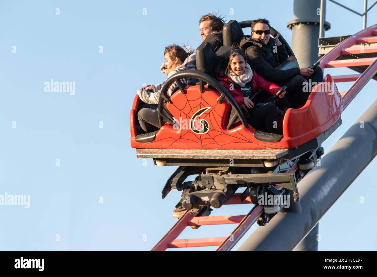 MADRID, SPAIN - Nov 20, 2021: Group of people enjoying the tarantula ...