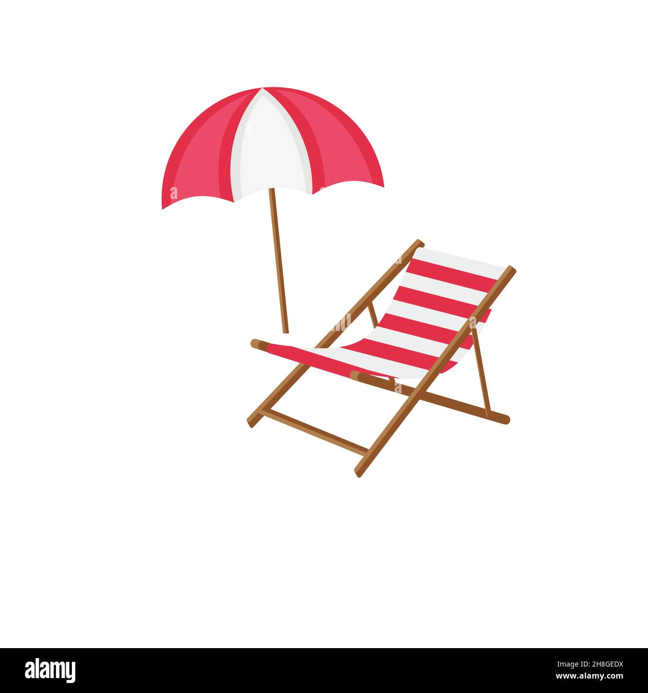 Beach Umbrella And Chair Cartoon