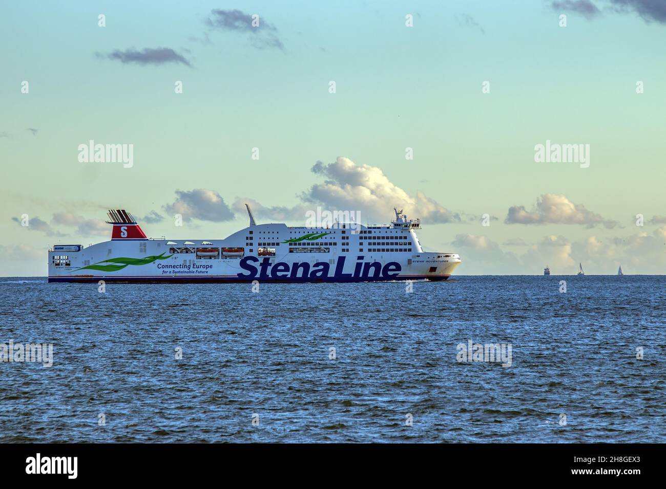Stena Line ferry on the horizon sea at The Peninsula of Howth Head in ...