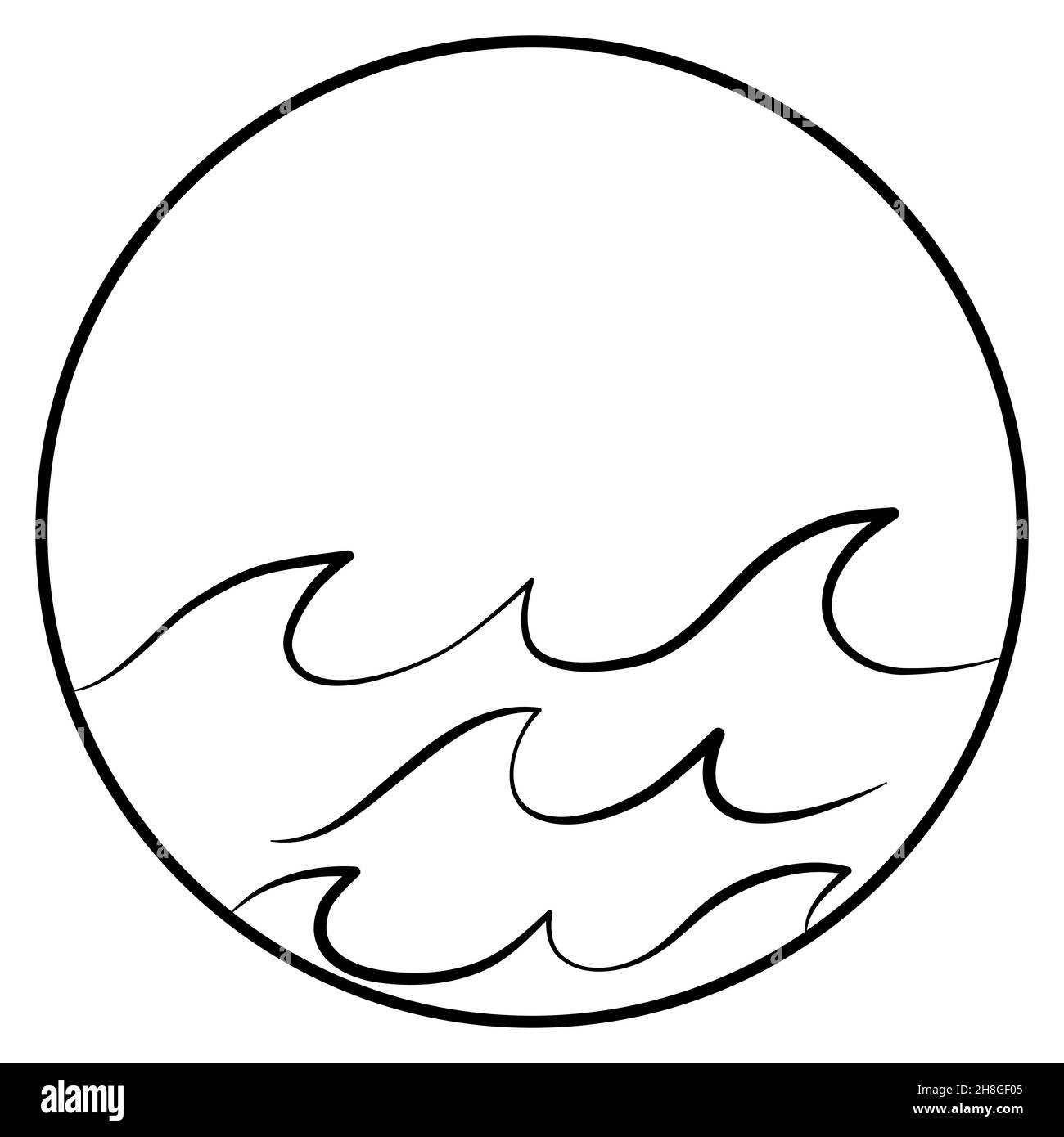 Simple minimalist waves water lake river logo in circle vector ...