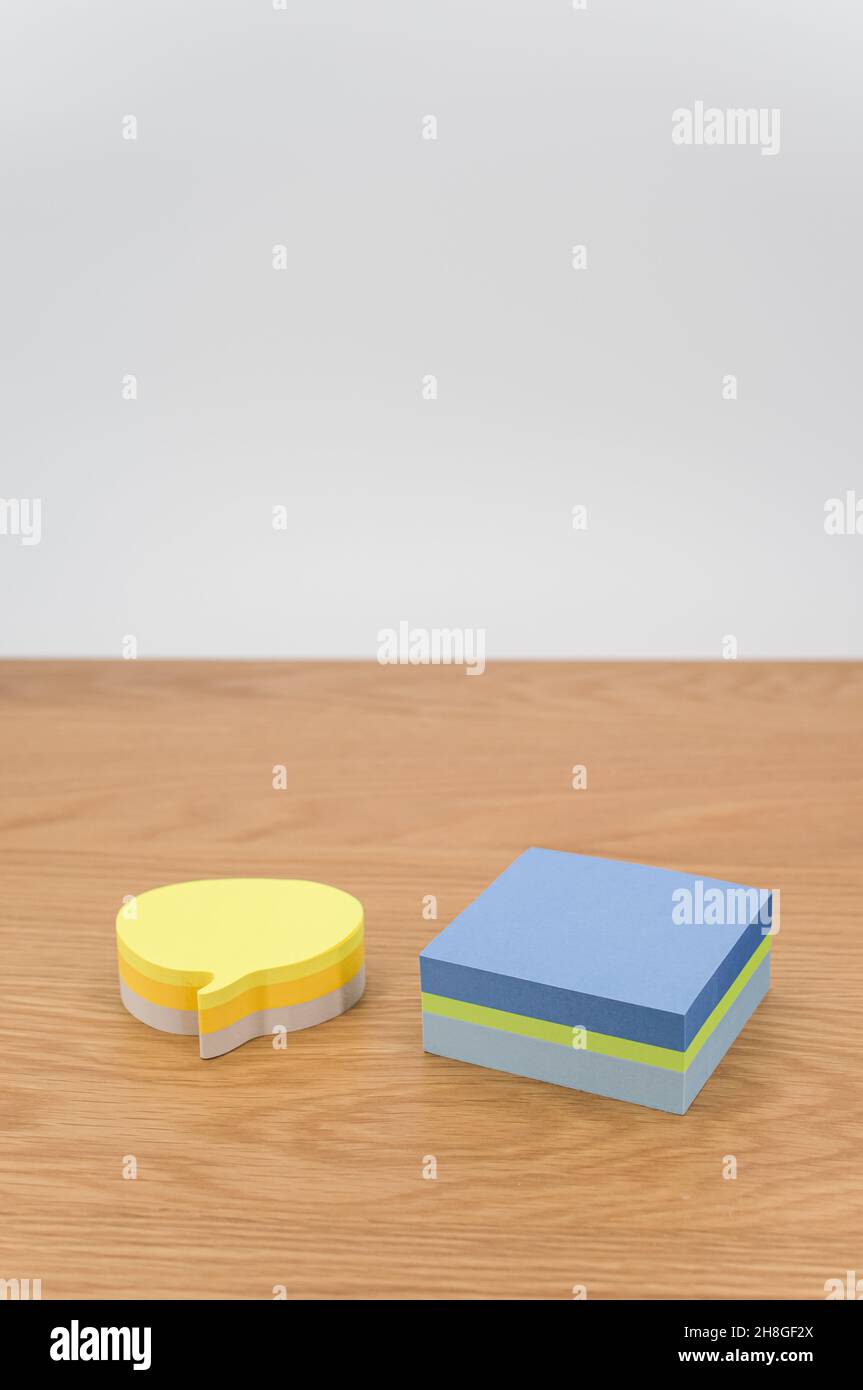 blank and colorful sticky note sheets on a wooden background Stock ...