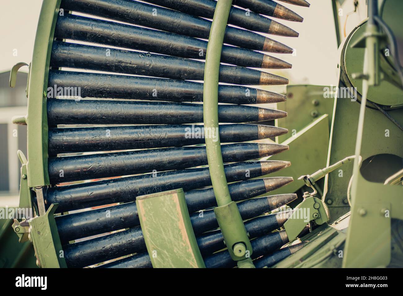 Military antiaircraft ammunition Stock Photo - Alamy