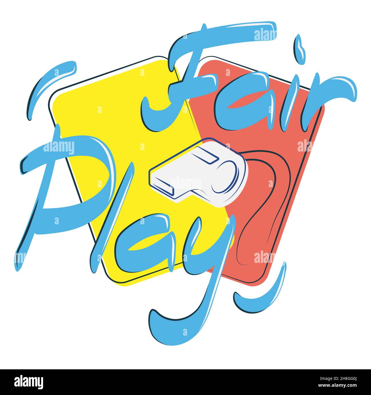 inscription FAIR PLAY in calligraphic style. Referee sports whistle on ...