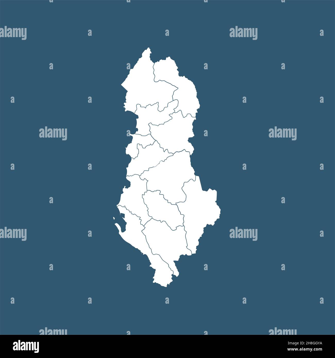 Albania map. Stylised map illustration with cities, administrative ...