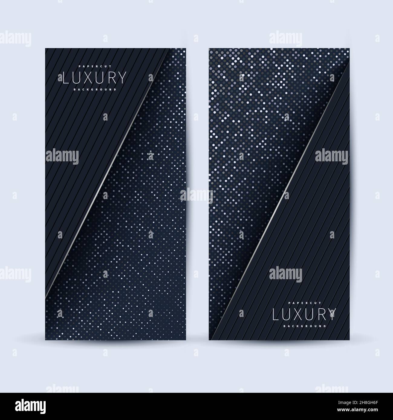 Set of two abstract 3d geometric flyers with black paper layers ...