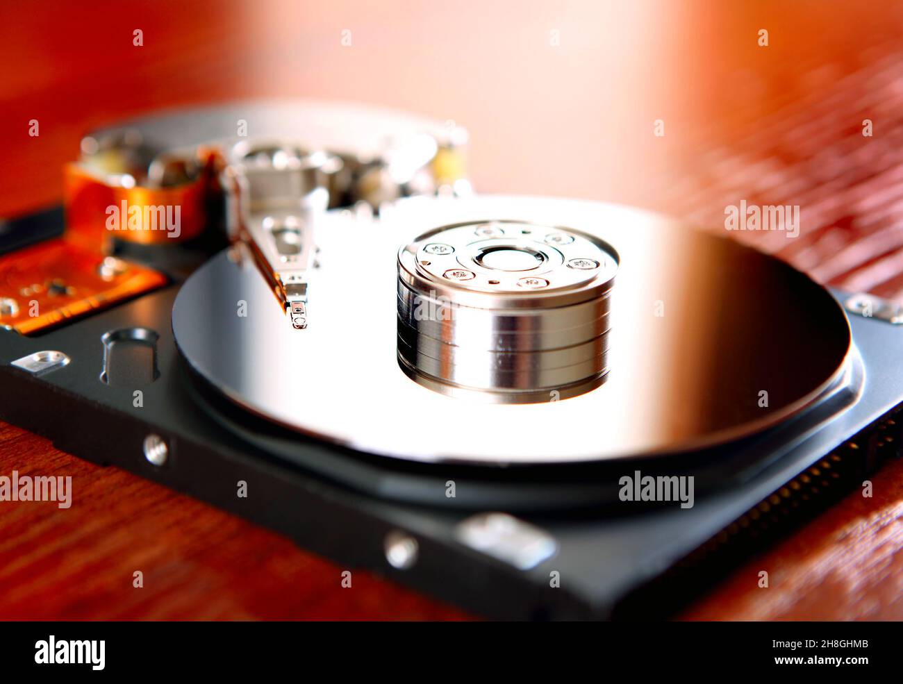 Detail of the Opened Hard Disk Drive Stock Photo - Alamy