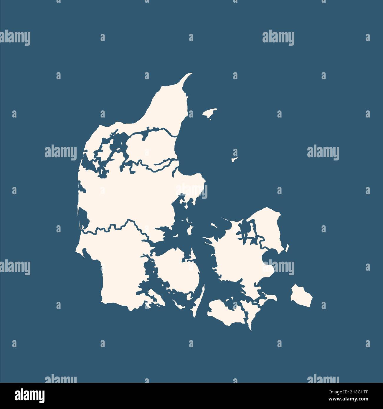 Denmark map using border lines on dark background Stock Photo - Alamy