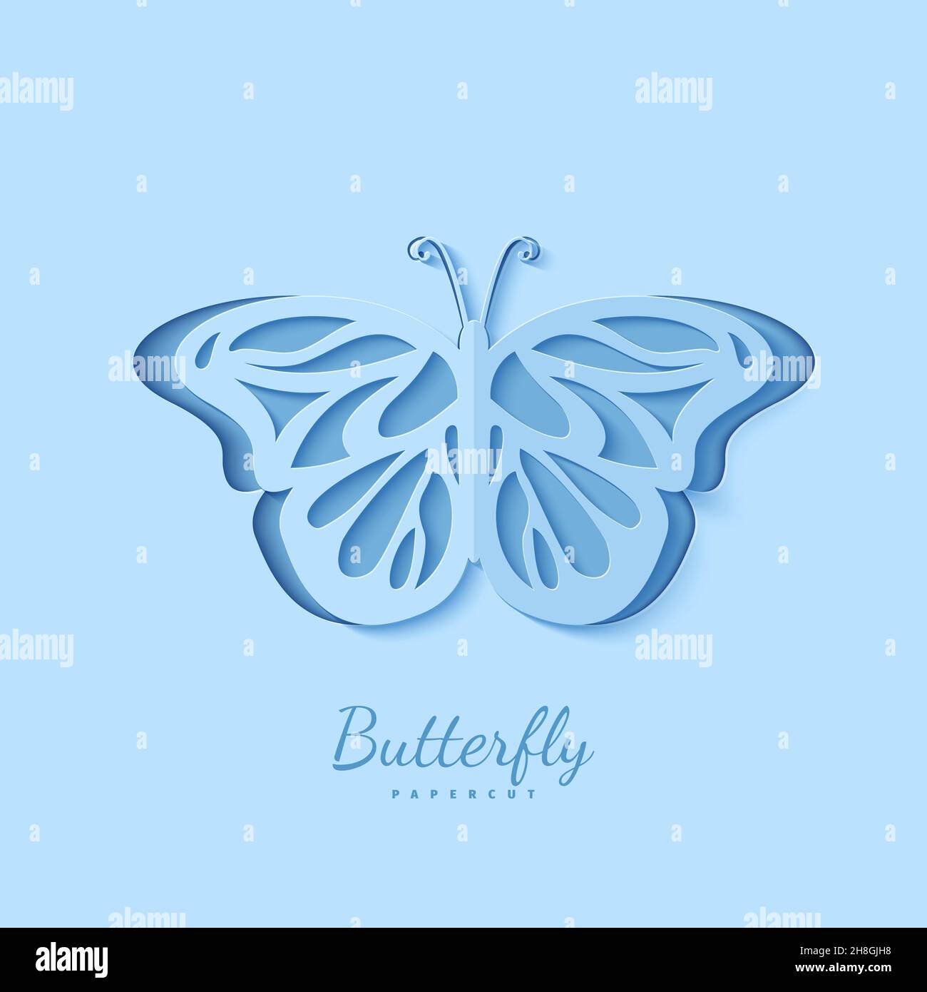 Tropical 3d butterfly in paper cut style. Beautiful lacewing element of ...