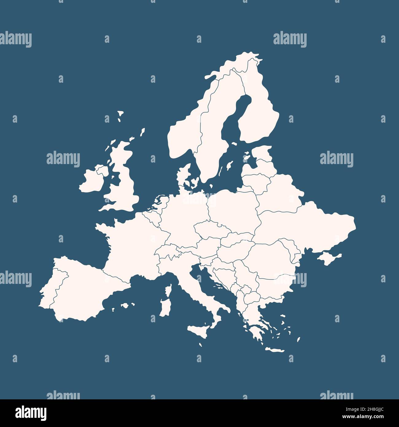 High quality map Europe with borders of the regions Stock Photo - Alamy