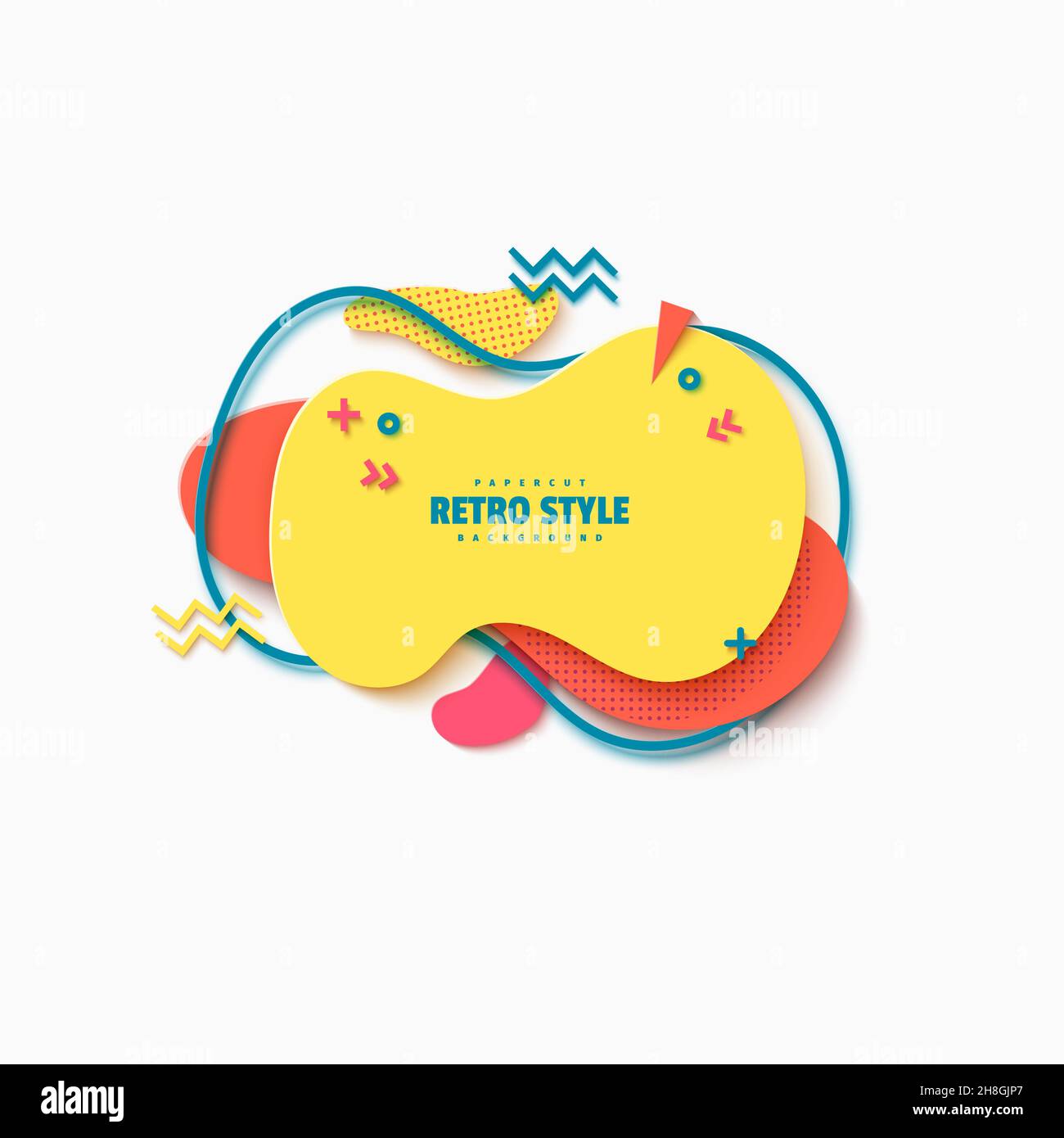 Pattern of liquid geometric shapes in cut paper style. Creative flyer ...