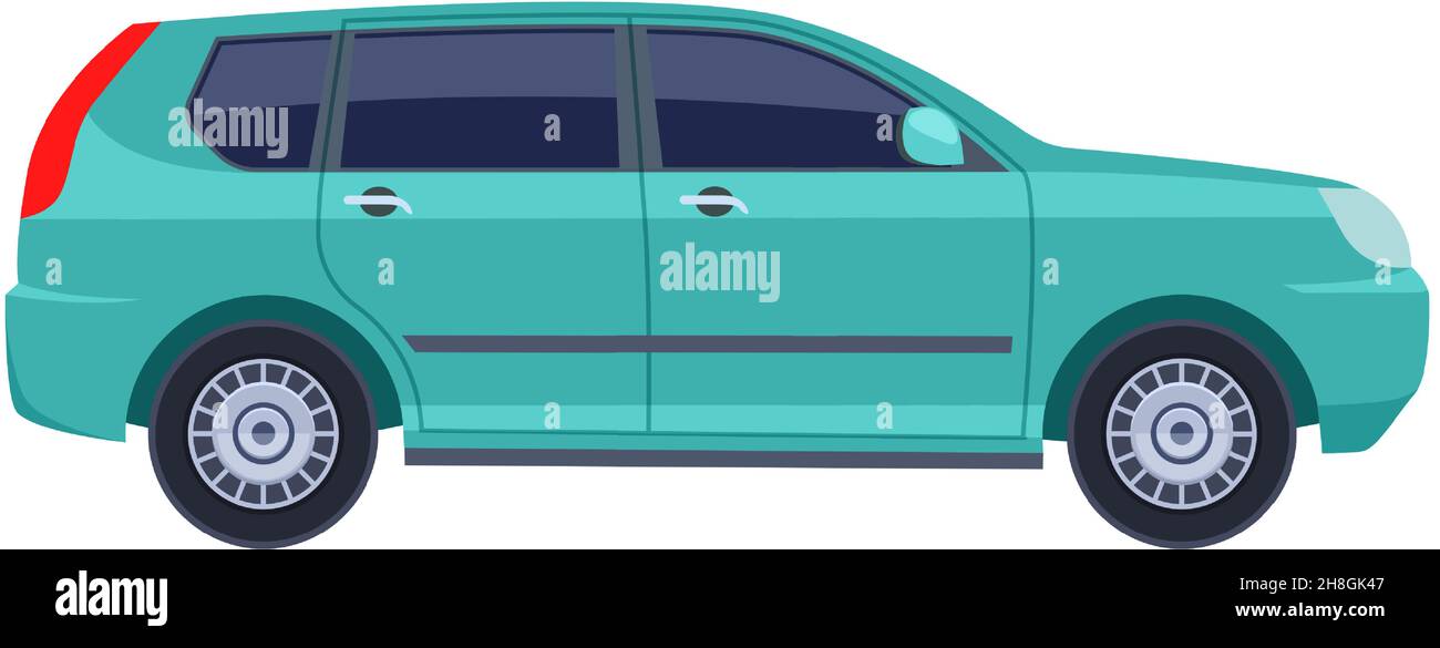 Minivan side view. Green car icon. Vector illustration Stock Vector ...