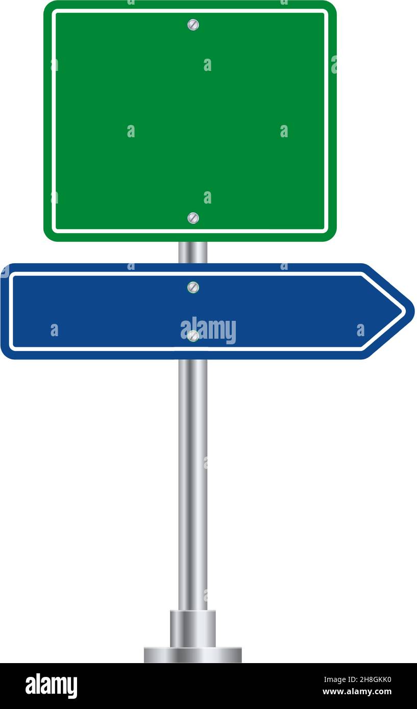 Highway green direction sign. Blank road arrow blue board Stock Vector ...