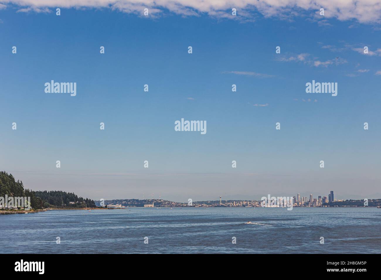Beautiful view of Seattle cityscape under the blue sky and clouds Stock ...