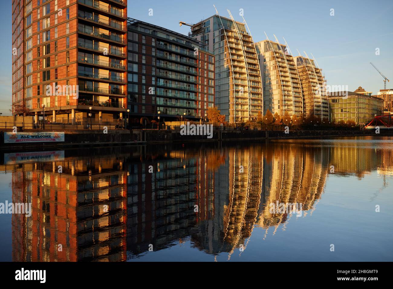 Salford Quays manchester Ship Canal, Erin Basin, The NV Buildings ...