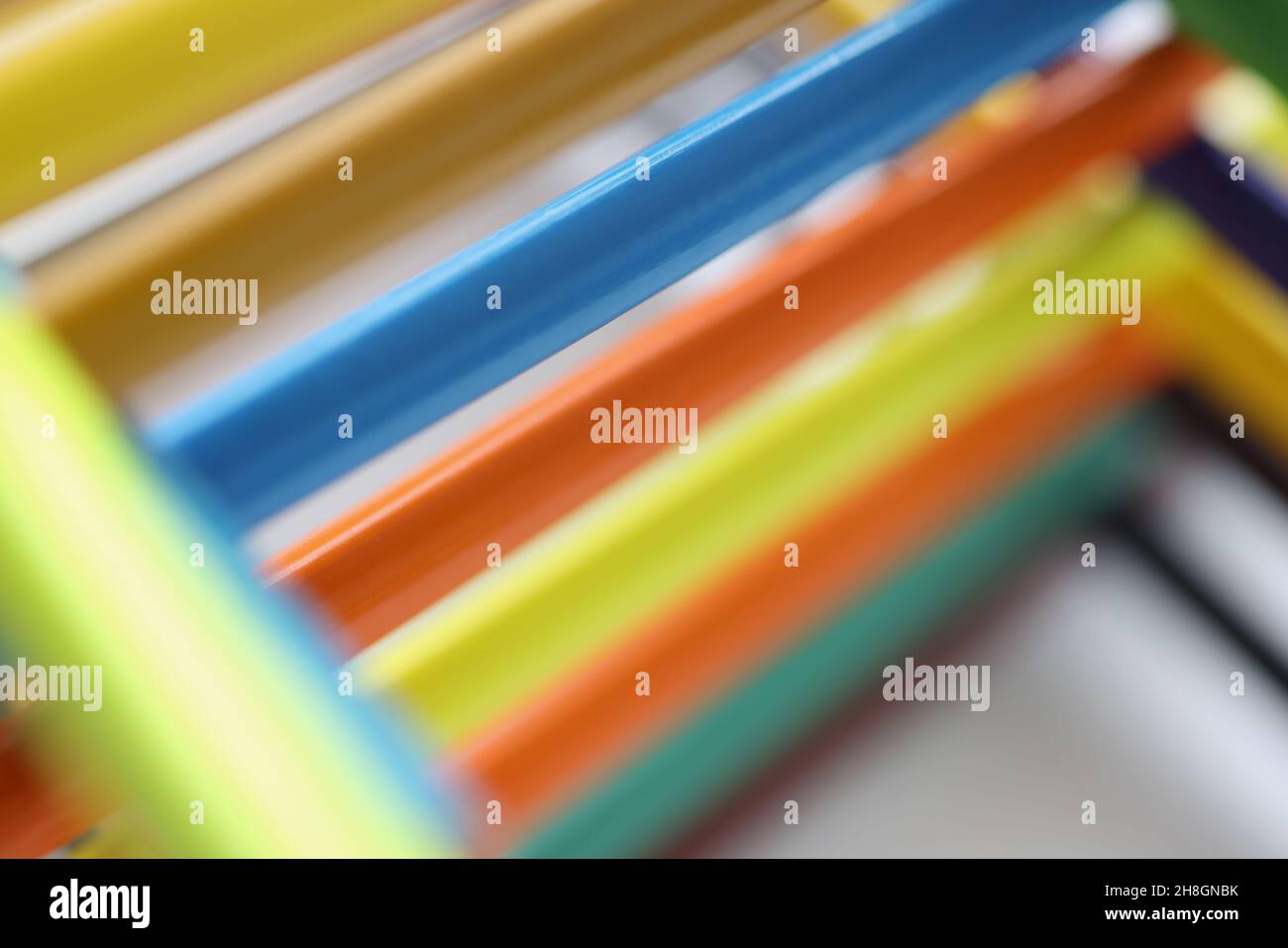 Pyramid shape made with some different colored wood pencil crayons ...