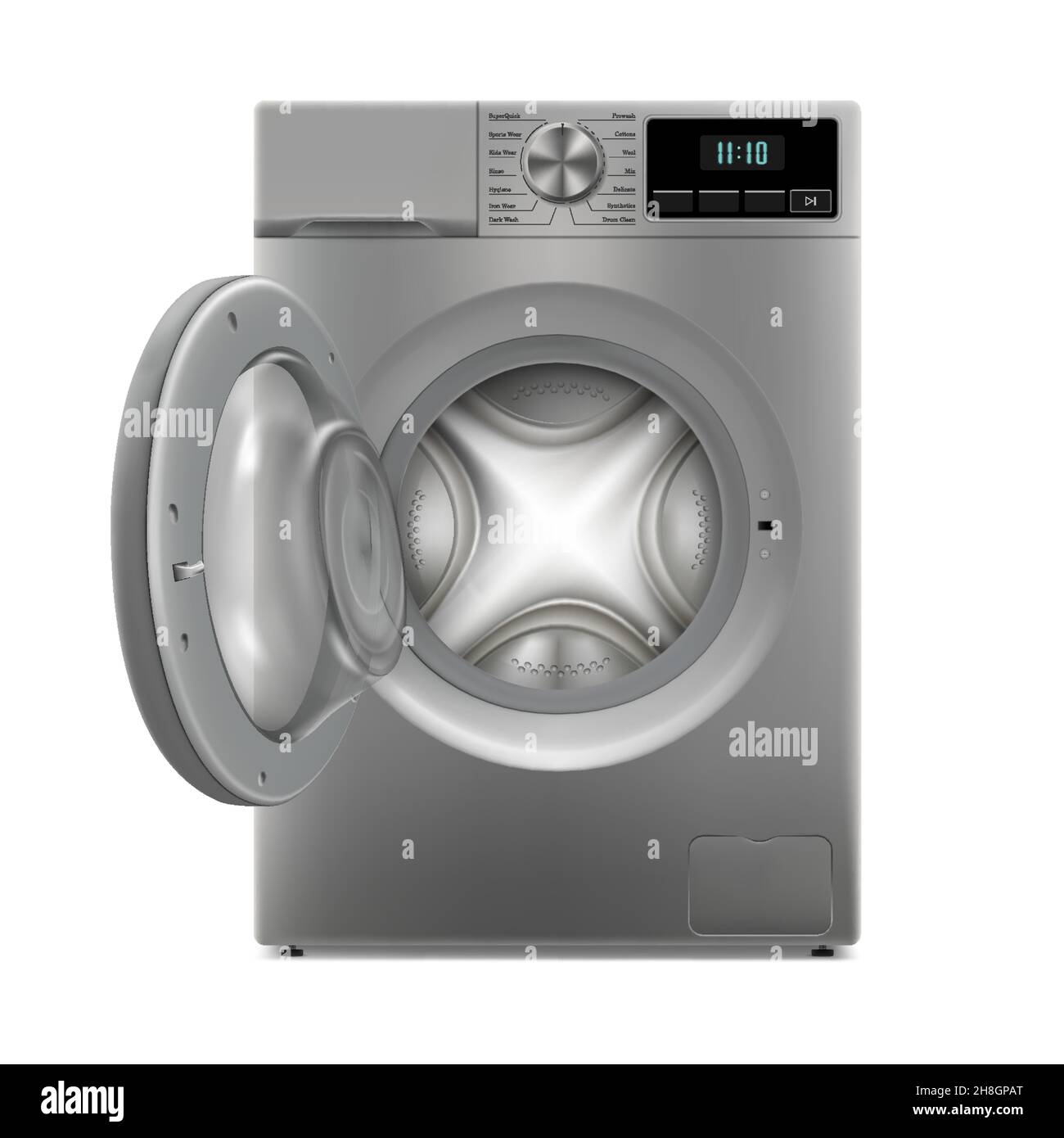 Washing machine isolated on white background. Front view, close-up. 3d ...