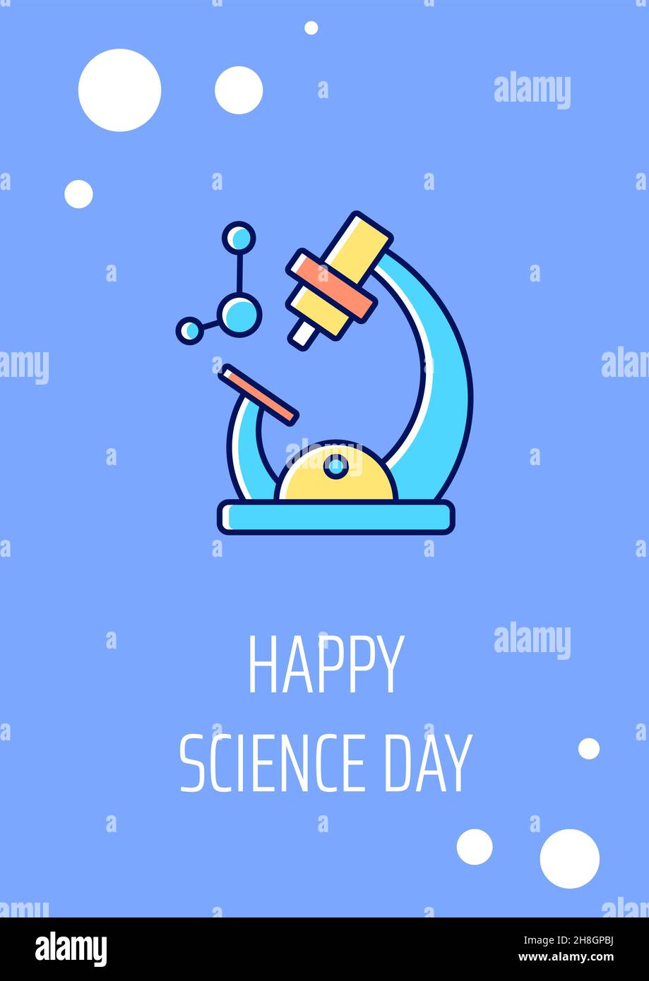 Happy science day greeting card with color icon element Stock Vector ...