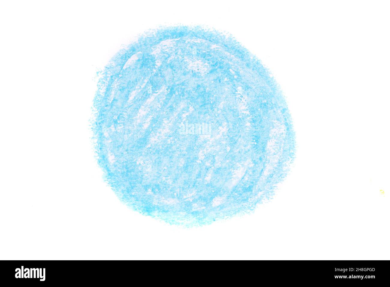 blue circle drawn with oil pencil isolated on white background. High ...