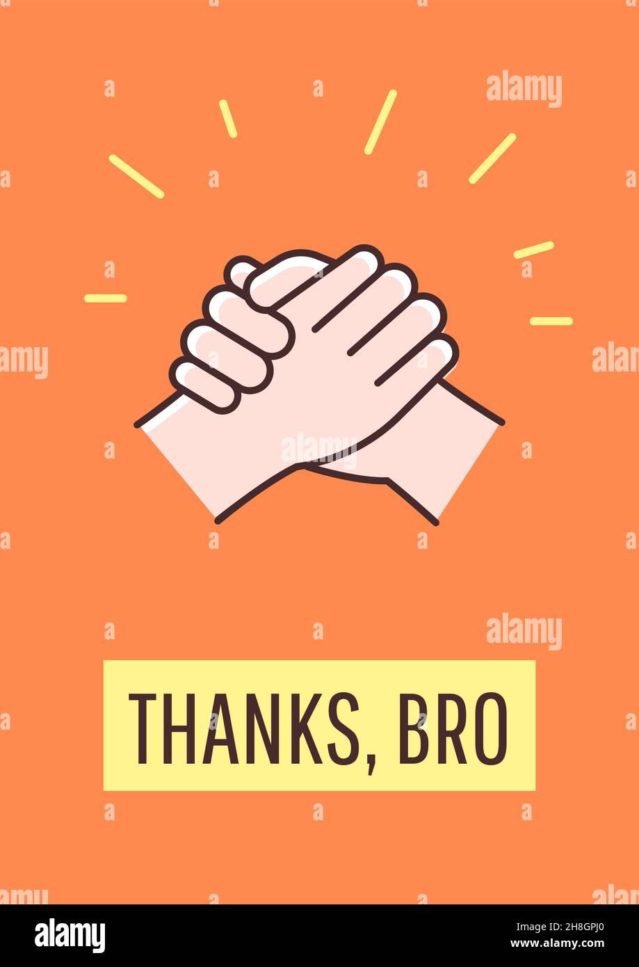 Thanks bro greeting card with color icon element Stock Vector Image ...