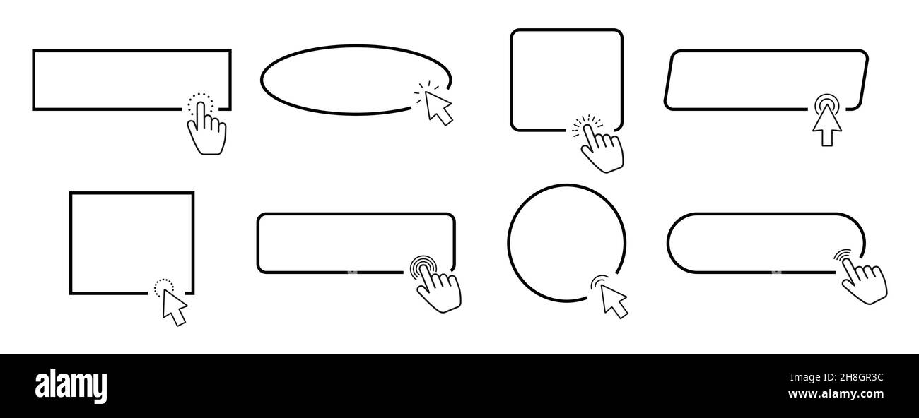 Click cursor set button with hand or mouse cursor. Computer mouse ... Click cursor set button with hand or mouse cursor. Computer mouse ...