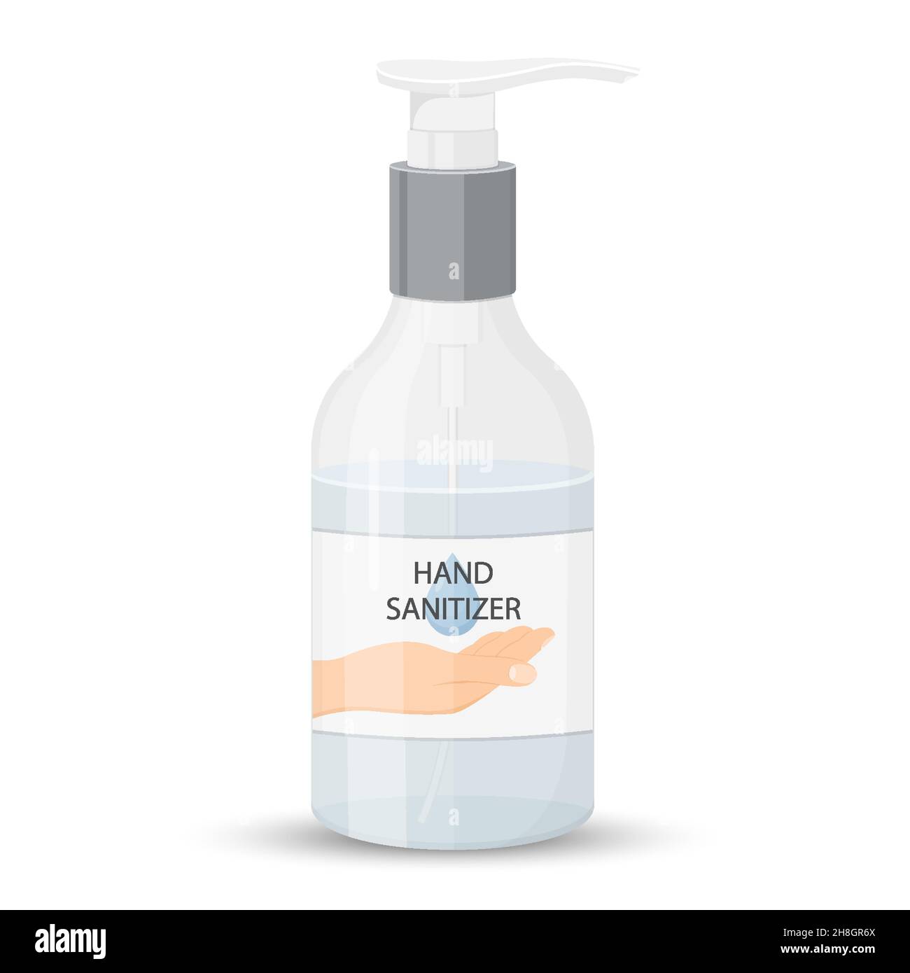 Hand sanitizer bottle isolated with pump. Washing alcohol gel used ...