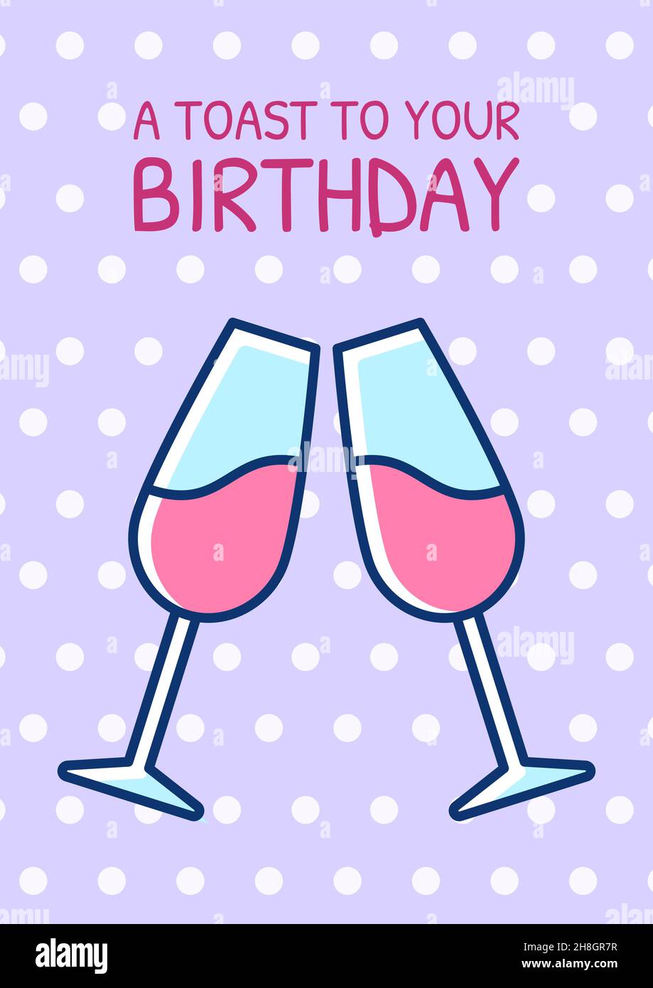 Toast to your birthday greeting card with color icon element Stock ...