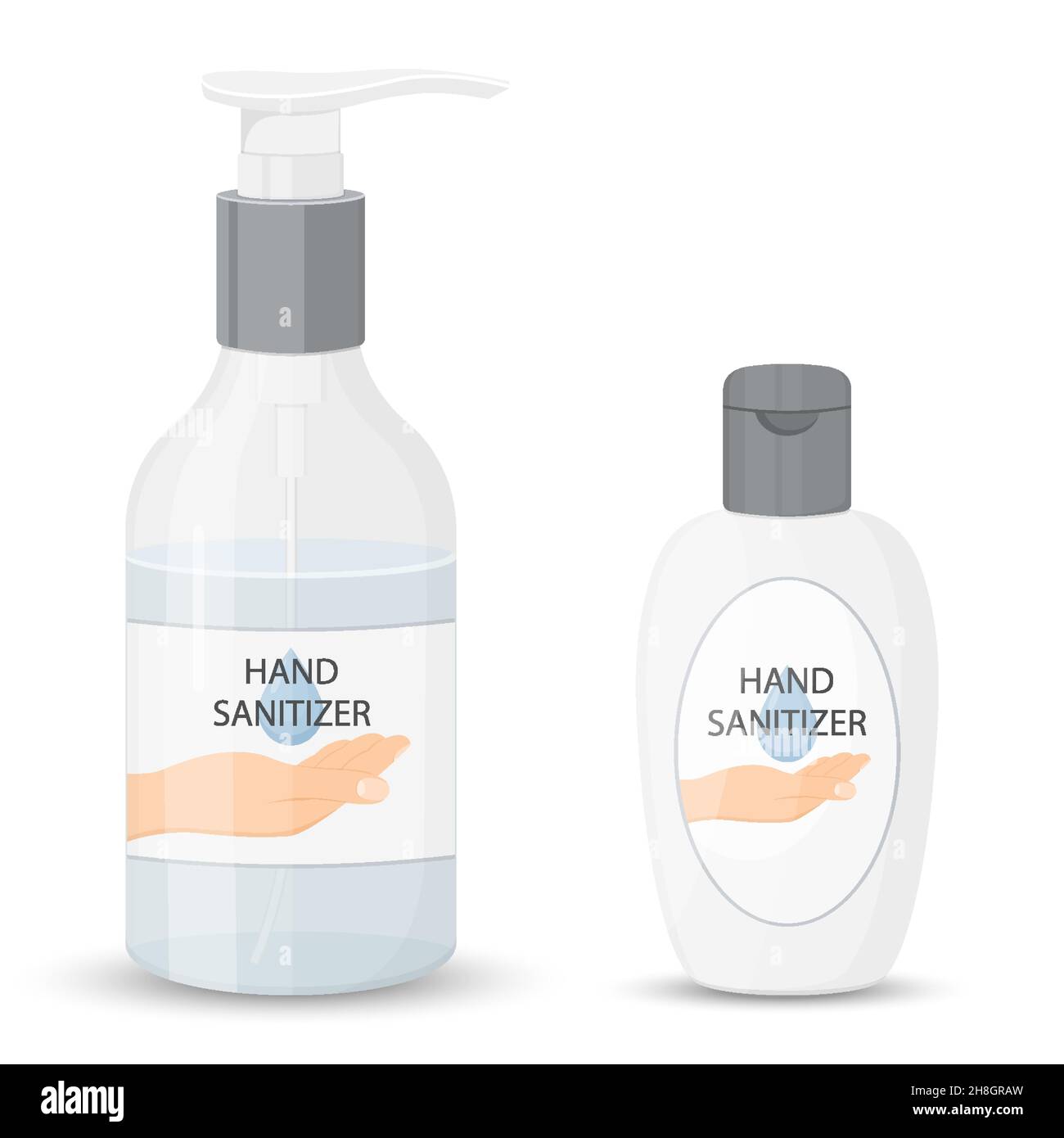 Hand sanitizer bottle isolated with pump. Washing alcohol gel used ...