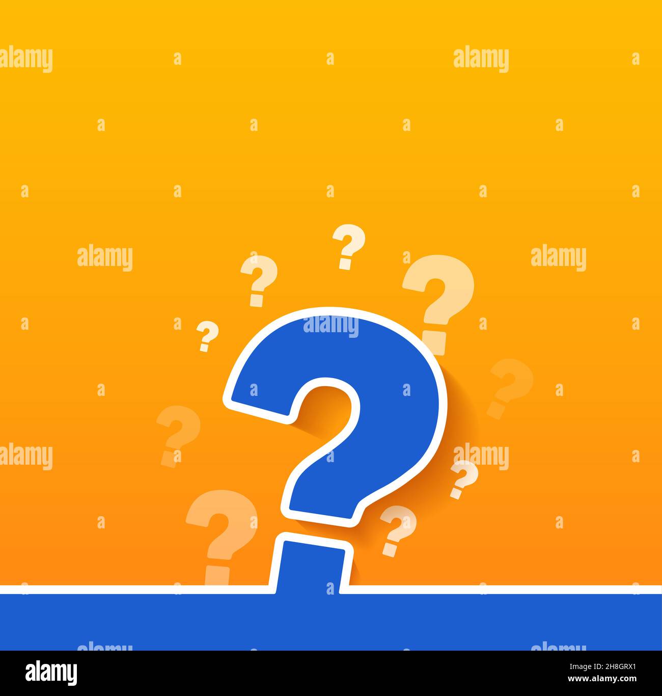 Blue Question mark sign on orange background. background with place for ...