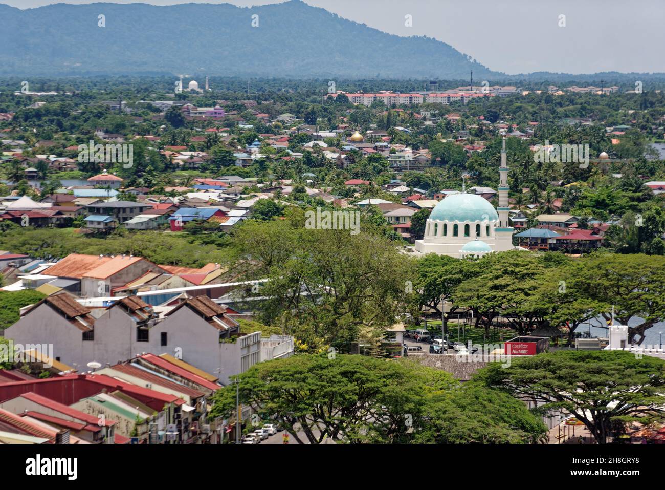 View of central Kuching toward the Masjid Terapung Kuching - the indian ...