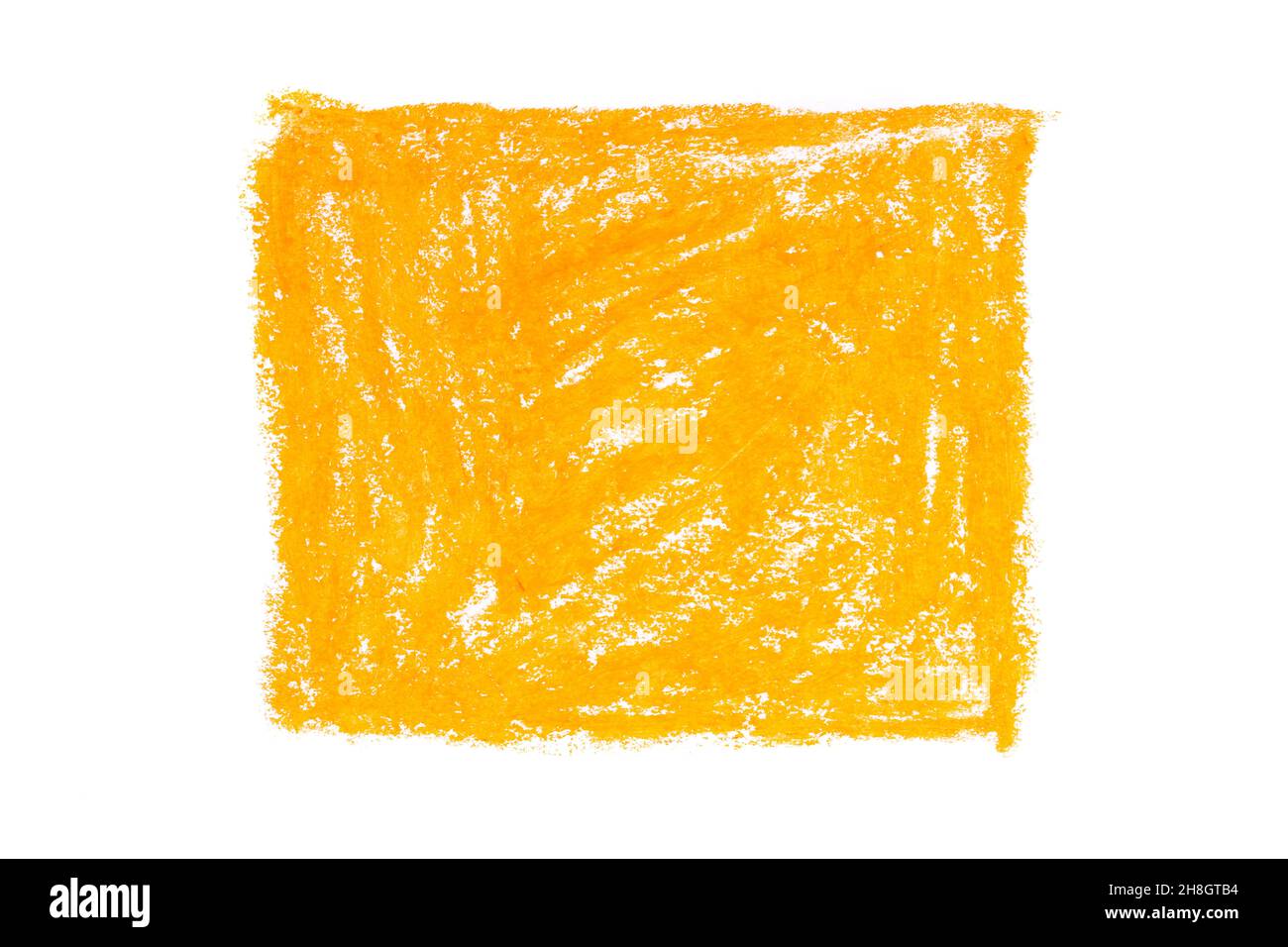 orange rectangle drawn with oil pencil isolated on white background ...