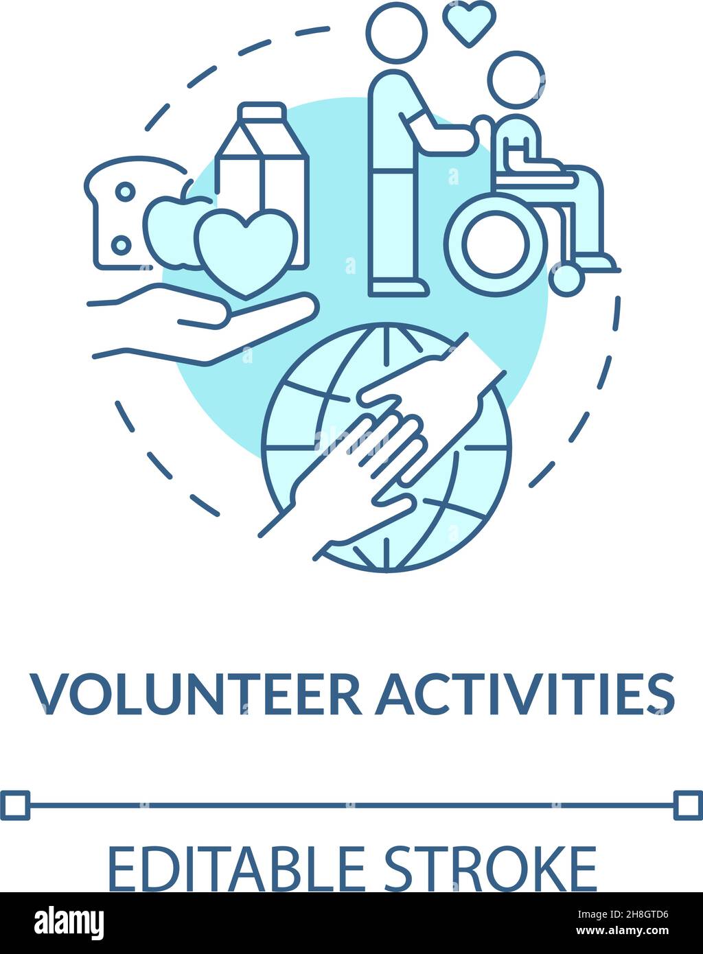 Volunteer activities blue concept icon Stock Vector Image & Art - Alamy