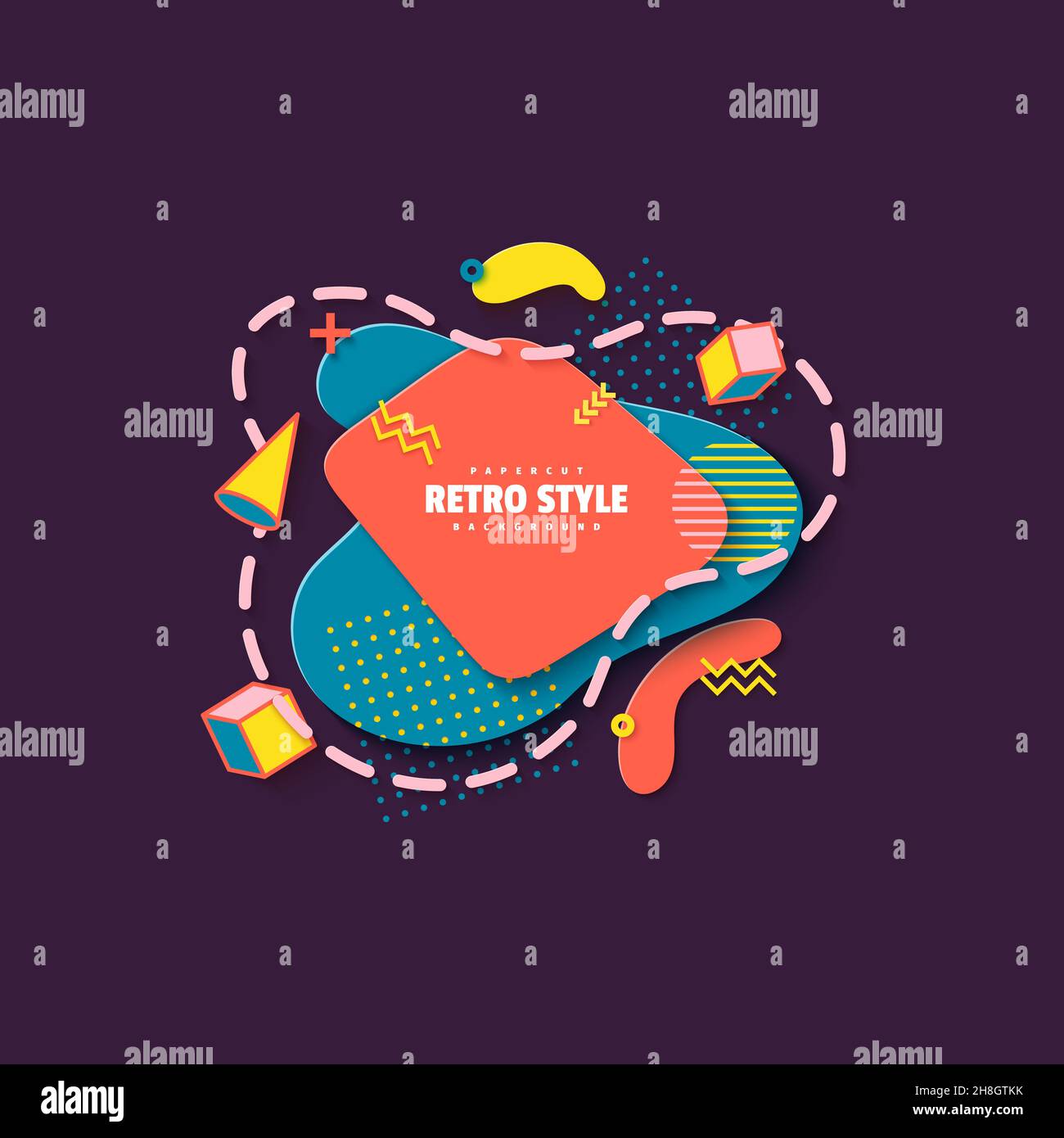 Pattern of liquid geometric shapes in cut paper style. Creative flyer ...