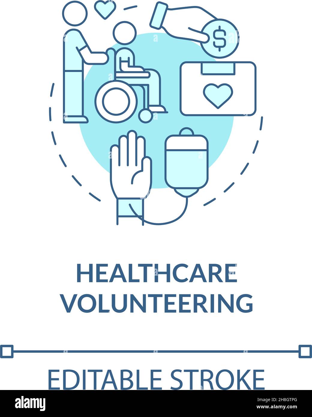 Healthcare volunteering blue concept icon Stock Vector Image & Art - Alamy