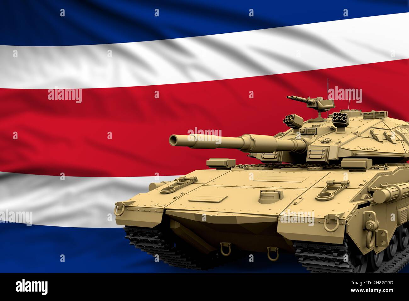 Costa Rica modern tank with not real design on the flag background ...