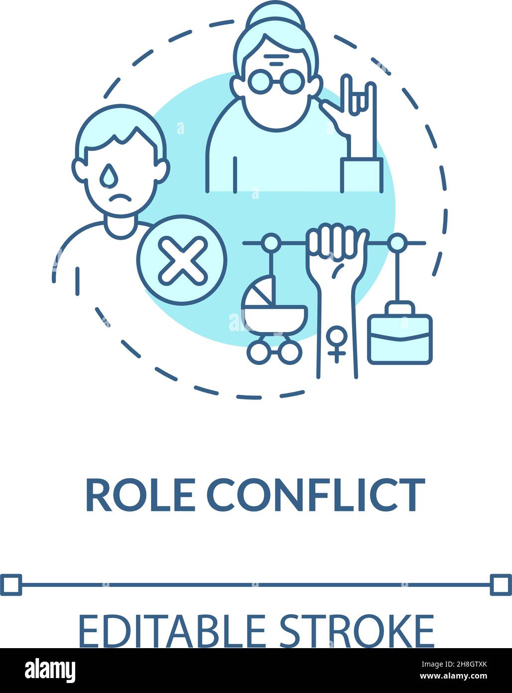 Role conflict blue concept icon Stock Vector Image & Art - Alamy