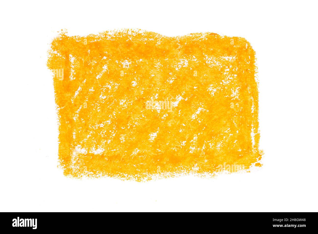 orange rectangle drawn with oil pencil isolated on white background ...