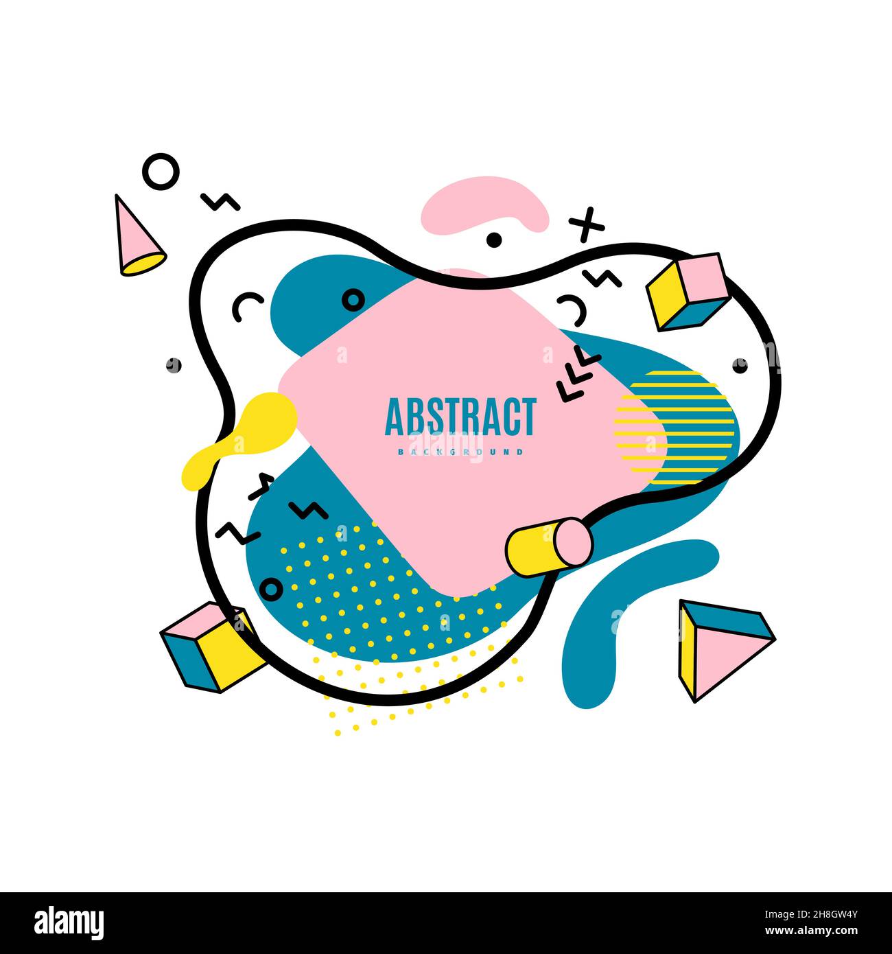 Pattern of liquid geometric shapes in cut paper style. Creative flyer ...