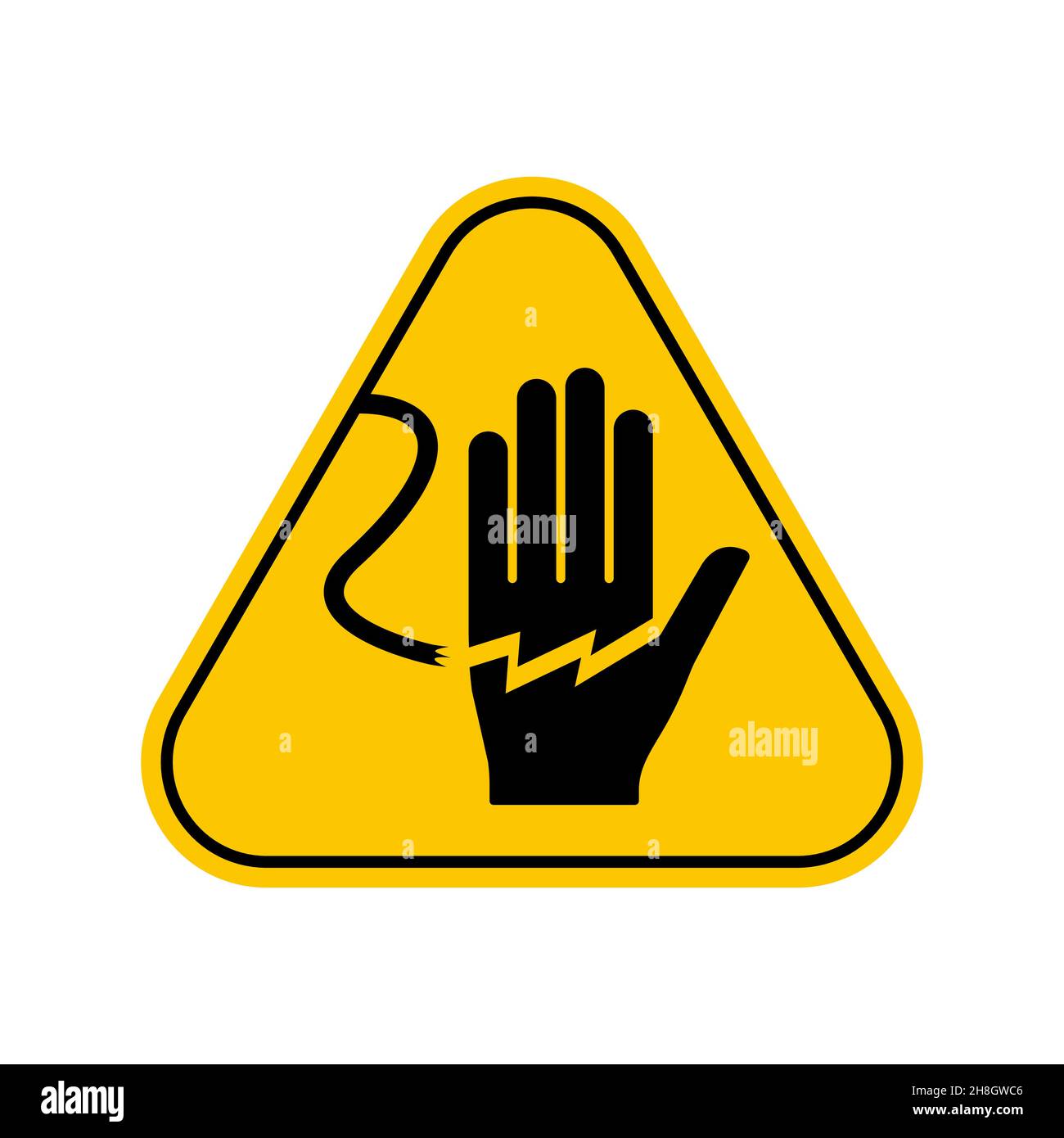 Danger electricity warning symbol. Don't touch sign, Yellow Triangle ...
