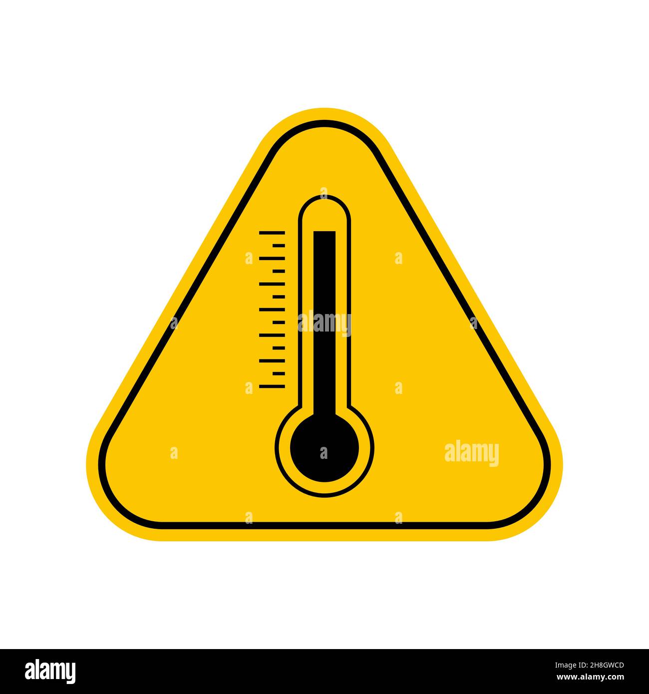 High temperature warning sign, Yellow Triangle Caution Symbol, isolated ...